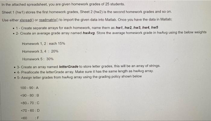 Solved In the attached spreadsheet, you are given homework | Chegg.com
