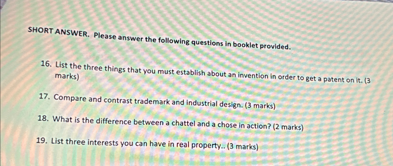 Solved SHORT ANSWER. Please answer the following questions | Chegg.com
