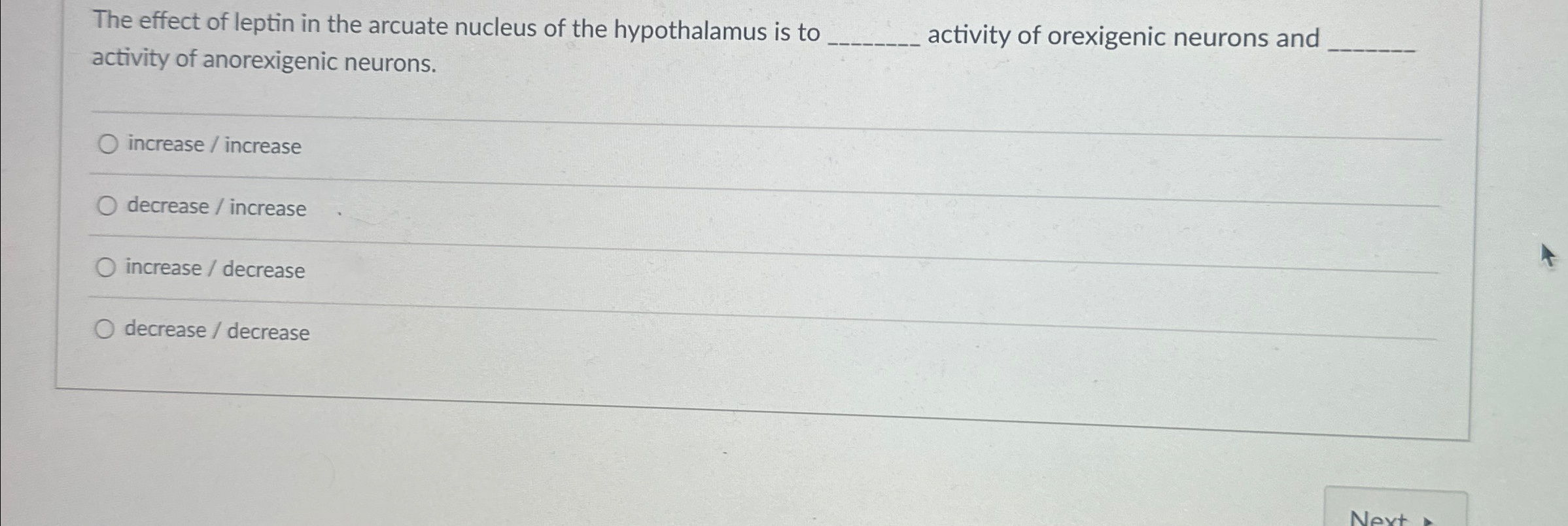 Solved The effect of leptin in the arcuate nucleus of the | Chegg.com