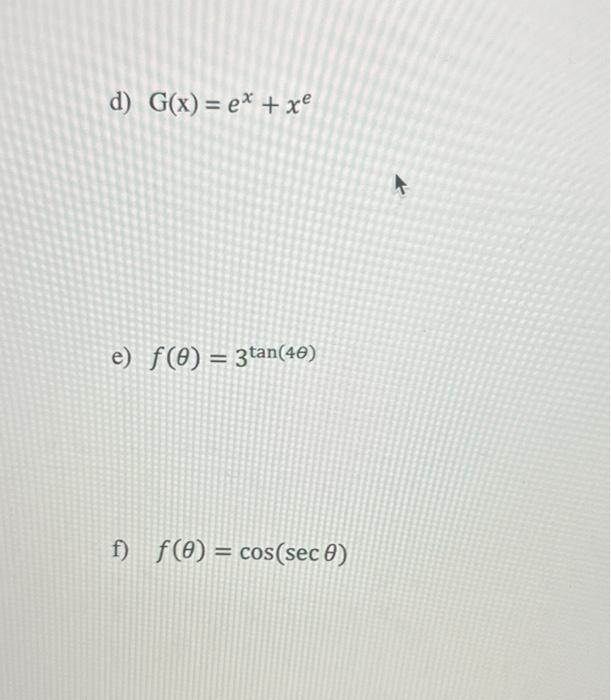 Solved 3. Find the derivative of the following functions. | Chegg.com