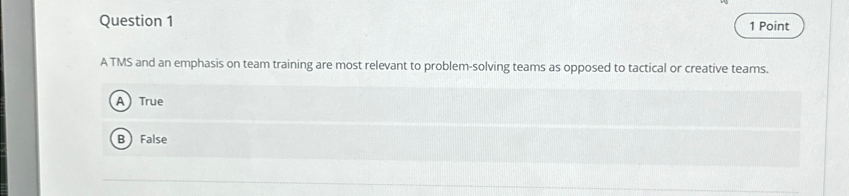 Solved Question 1A TMS and an emphasis on team training are | Chegg.com