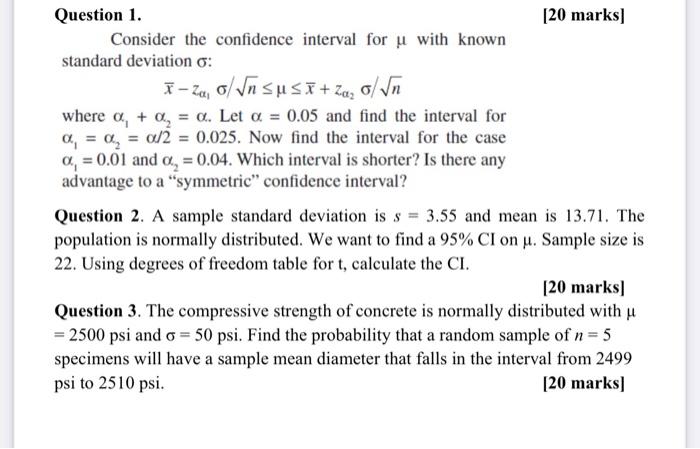 Solved Consider the confidence interval for μ with known | Chegg.com