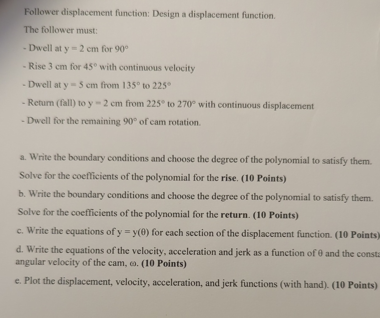 Solved Follower displacement function: Design a displacement | Chegg.com