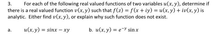 Solved 3. For each of the following real valued functions of | Chegg.com