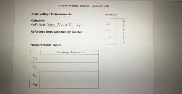 Student Practical Exercise - Series Circuits Node | Chegg.com