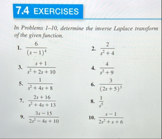 Solved 7.4 ﻿EXERCISESIn Problems 1-10, ﻿determine the | Chegg.com