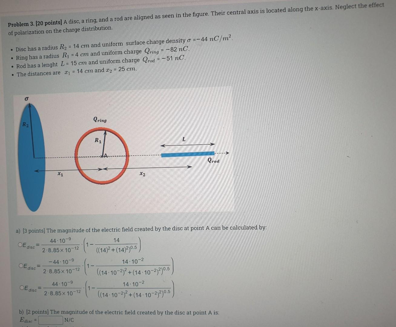 Solved Problem 3. [20 points] A disc, a ring, and a rod are | Chegg.com