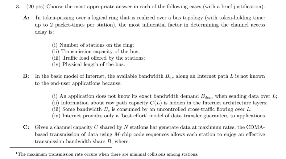 Solved 3. ( 20 ﻿pts ) ﻿Choose the most appropriate answer in | Chegg.com