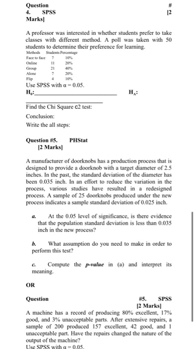 Solved Question PHStat SPSS 12 Marks Three sets of five mice | Chegg.com