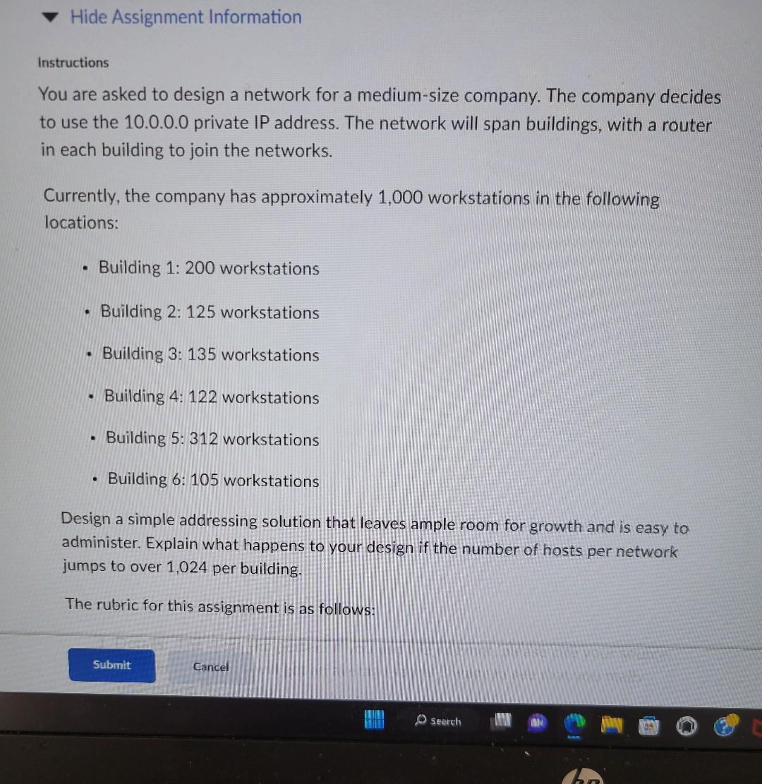 Solved Instructions You are asked to design a network for a | Chegg.com