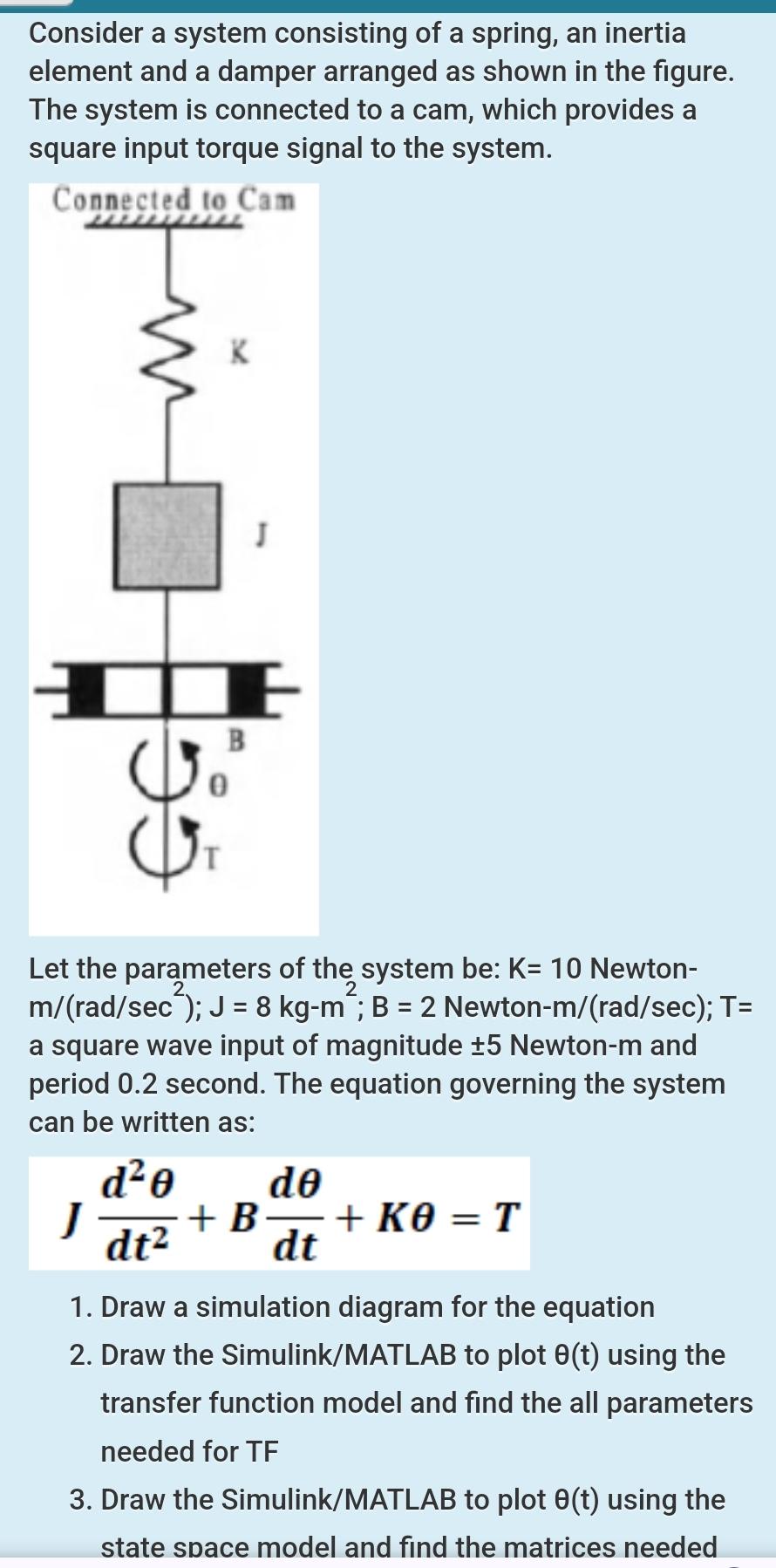 Solved Consider a system consisting of a spring, an inertia | Chegg.com