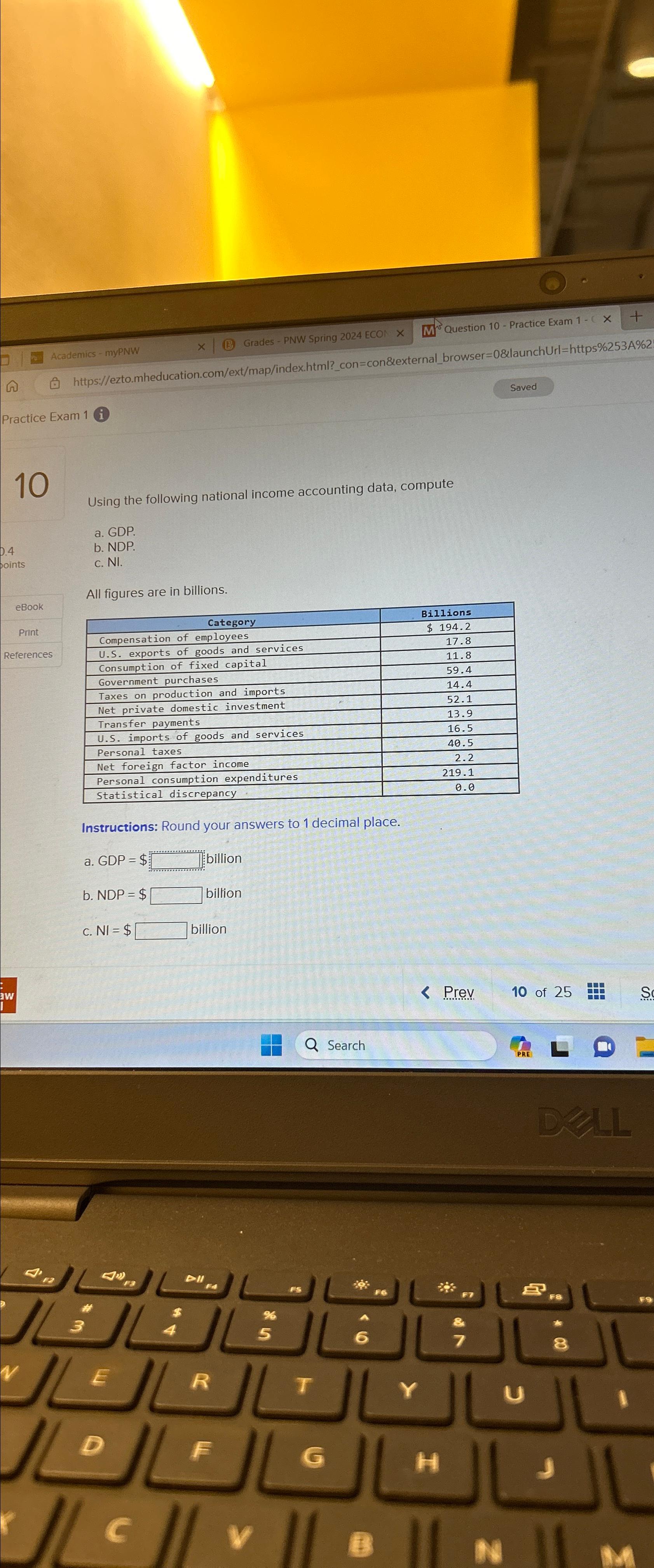 Solved 10Using the following national income accounting | Chegg.com