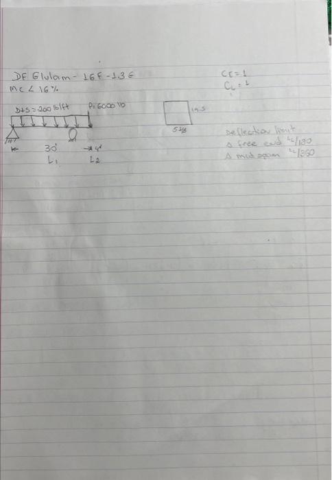 Solved DF Glulam −16F−1.36 CC=1Cy=L inc