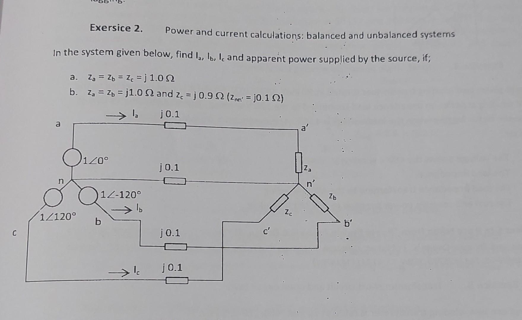 Solved Exersice 2. Power and current calculations: balanced | Chegg.com