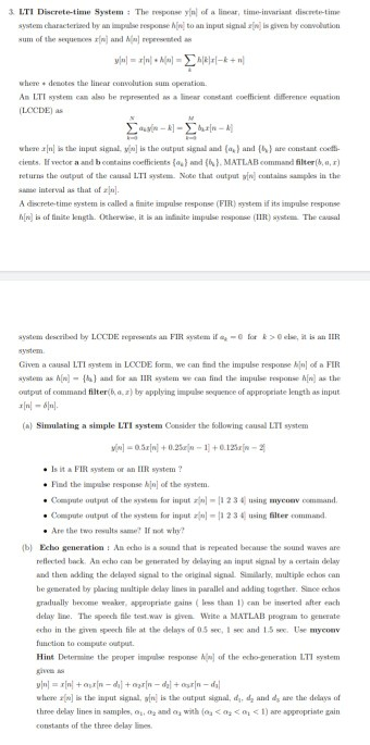 3 LTI Discrete-time System : The response yinl of a | Chegg.com