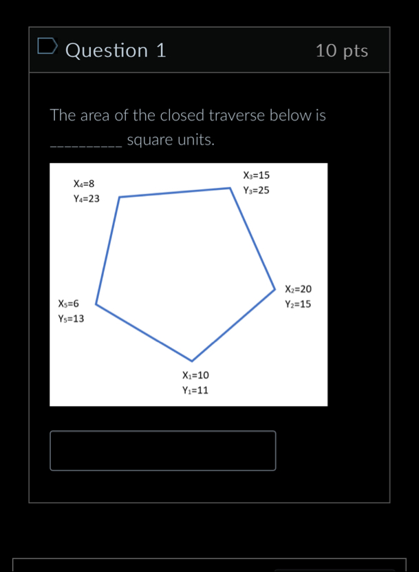 Solved Question 110 ﻿ptsThe area of the closed traverse | Chegg.com