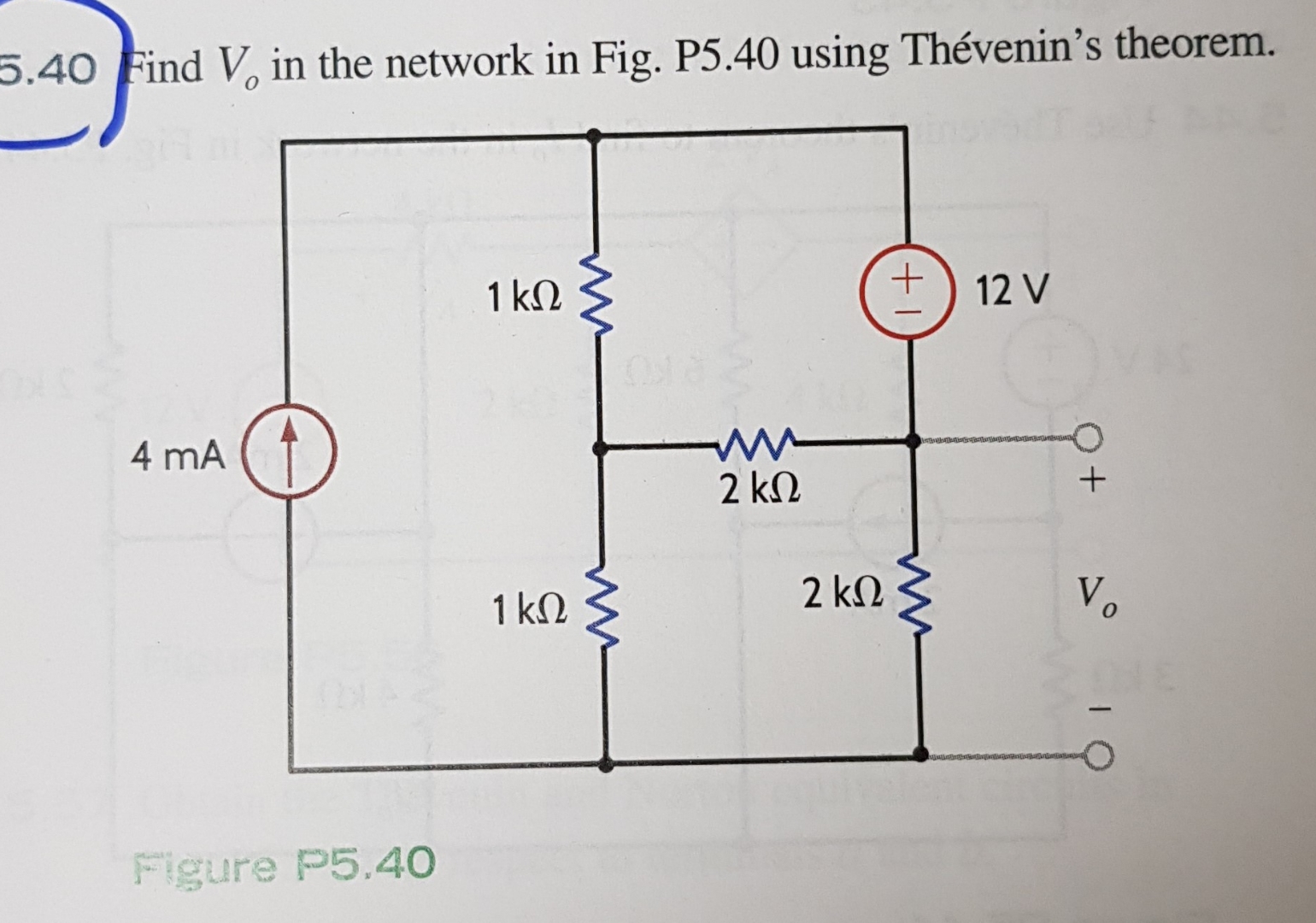 Solved 5.40 ﻿Find Vo ﻿in the network in Fig. P5.40 ﻿using | Chegg.com