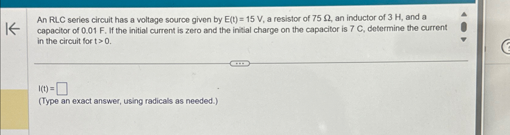Solved An RLC series circuit has a voltage source given by | Chegg.com