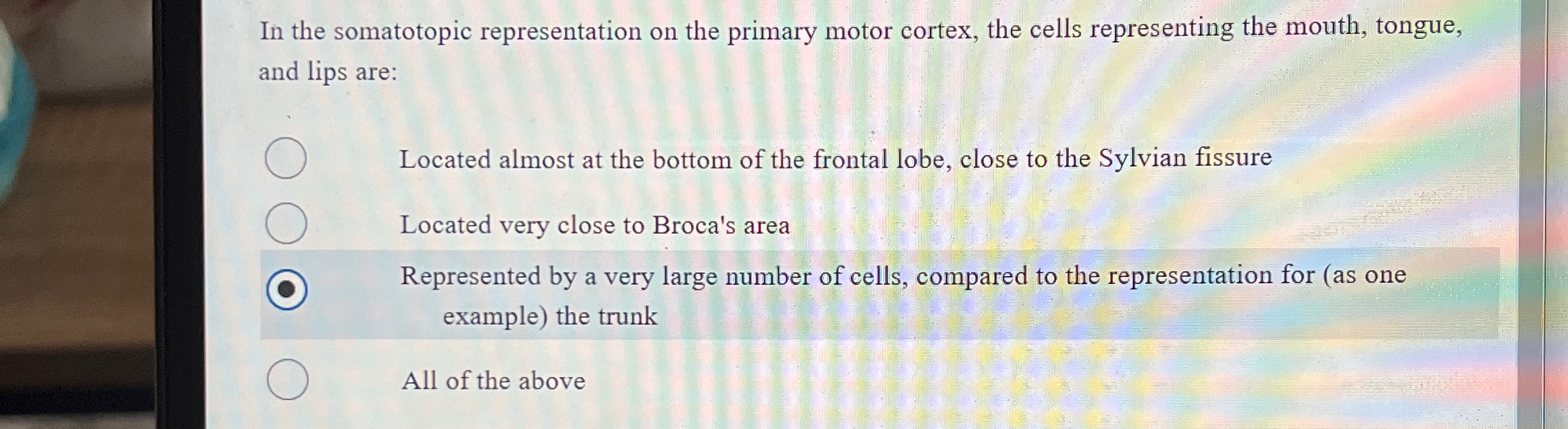 Solved In The Somatotopic Representation On The Primary