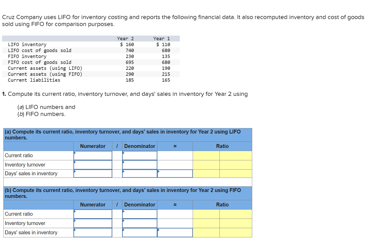 Solved Cruz Company uses LIFO for inventory costing and | Chegg.com