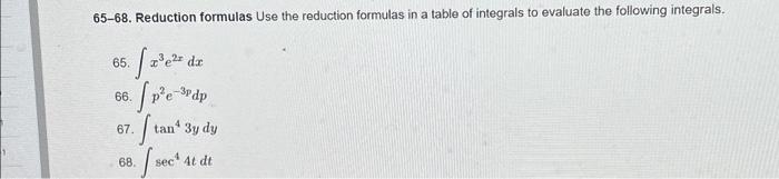 Solved 1 65-68. Reduction formulas Use the reduction | Chegg.com