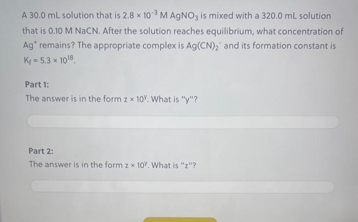 Solved A 30.0 mL solution that is 2.8×10−3MAgNO3 is mixed | Chegg.com