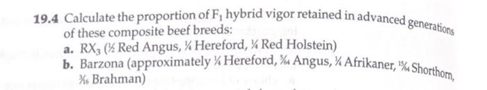 Solved 19.4 Calculate the proportion of F1 hybrid vigor | Chegg.com