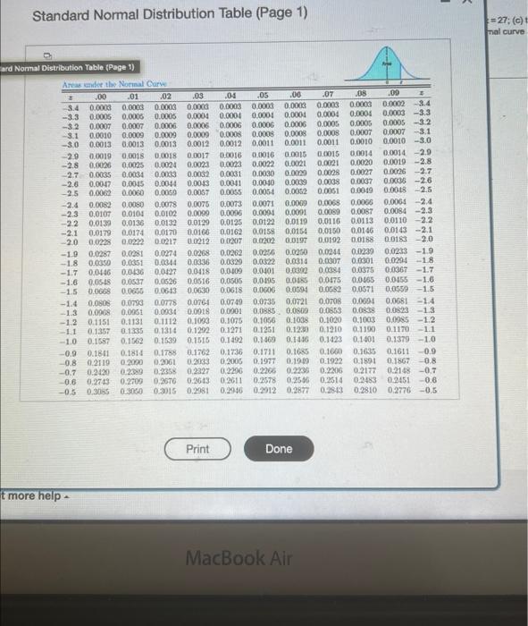 Solved Clck here to vier poge 1 of the standarf nomal | Chegg.com