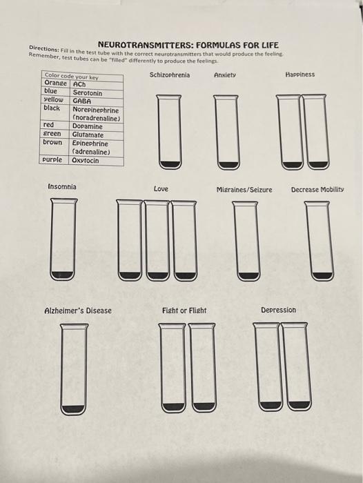 Solved Happiness NEUROTRANSMITTERS: FORMULAS FOR LIFE | Chegg.com
