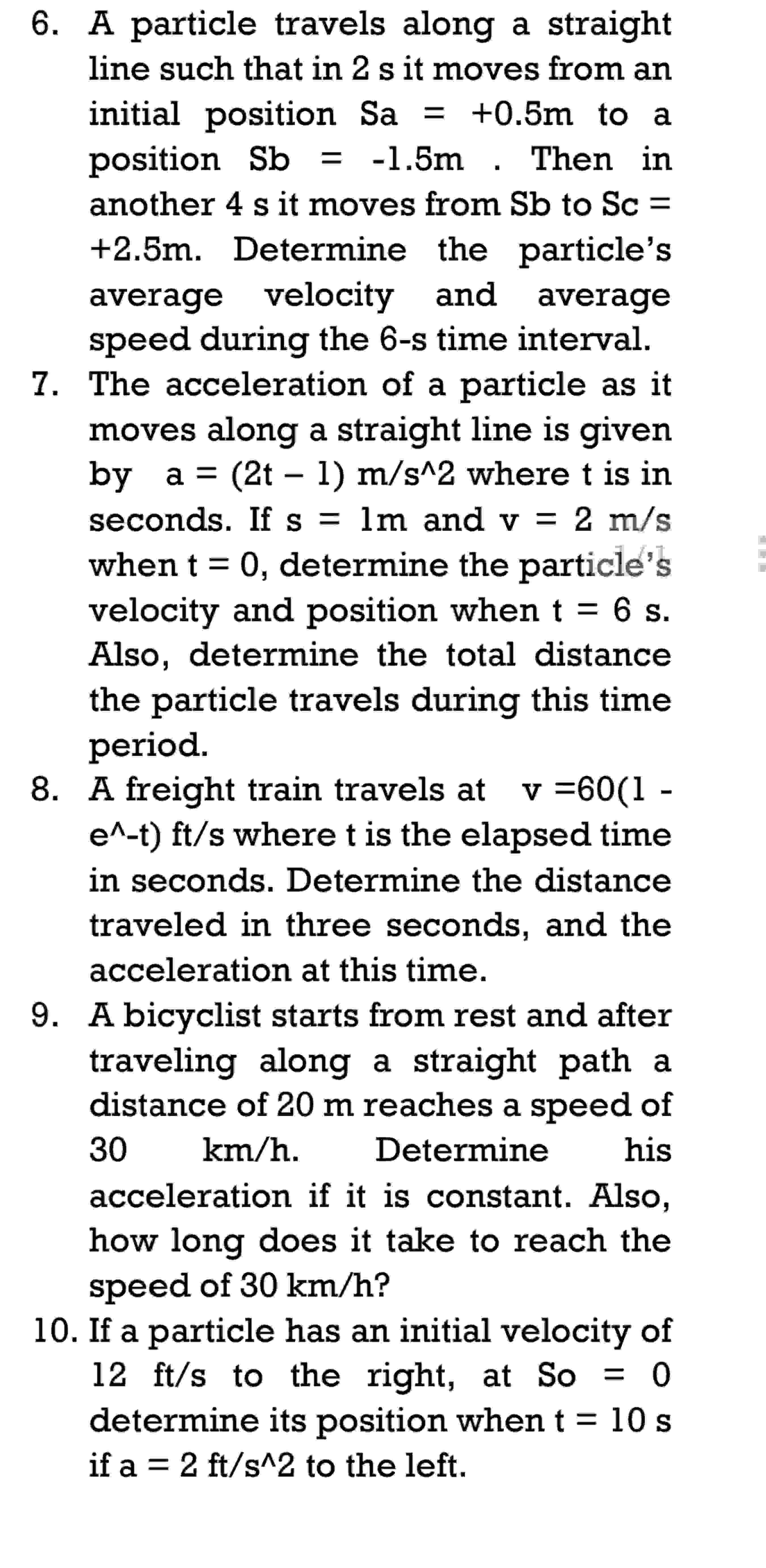 Solved A particle travels along a straightline such that in | Chegg.com