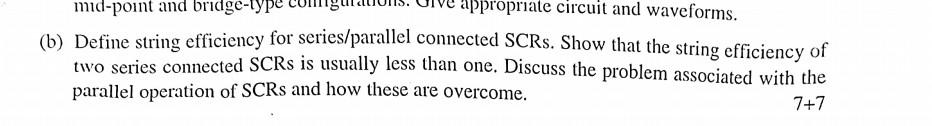 Solved (b) Define string efficiency for series/parallel | Chegg.com