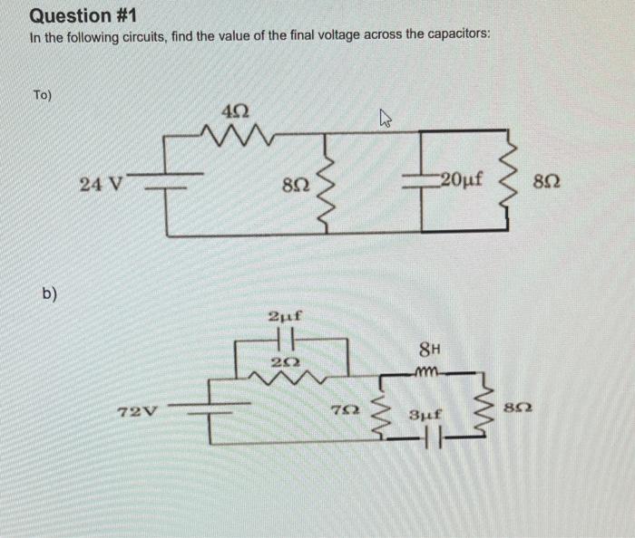 Solved Question \#1 In the following circuits, find the | Chegg.com