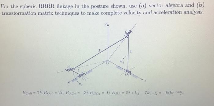 Solved For the spheric RRRR linkage in the posture shown, | Chegg.com