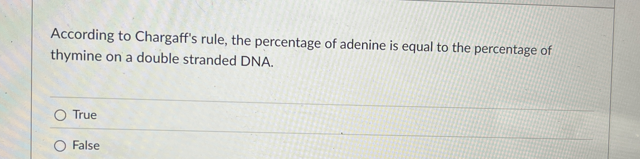 Solved According to Chargaff's rule, the percentage of | Chegg.com