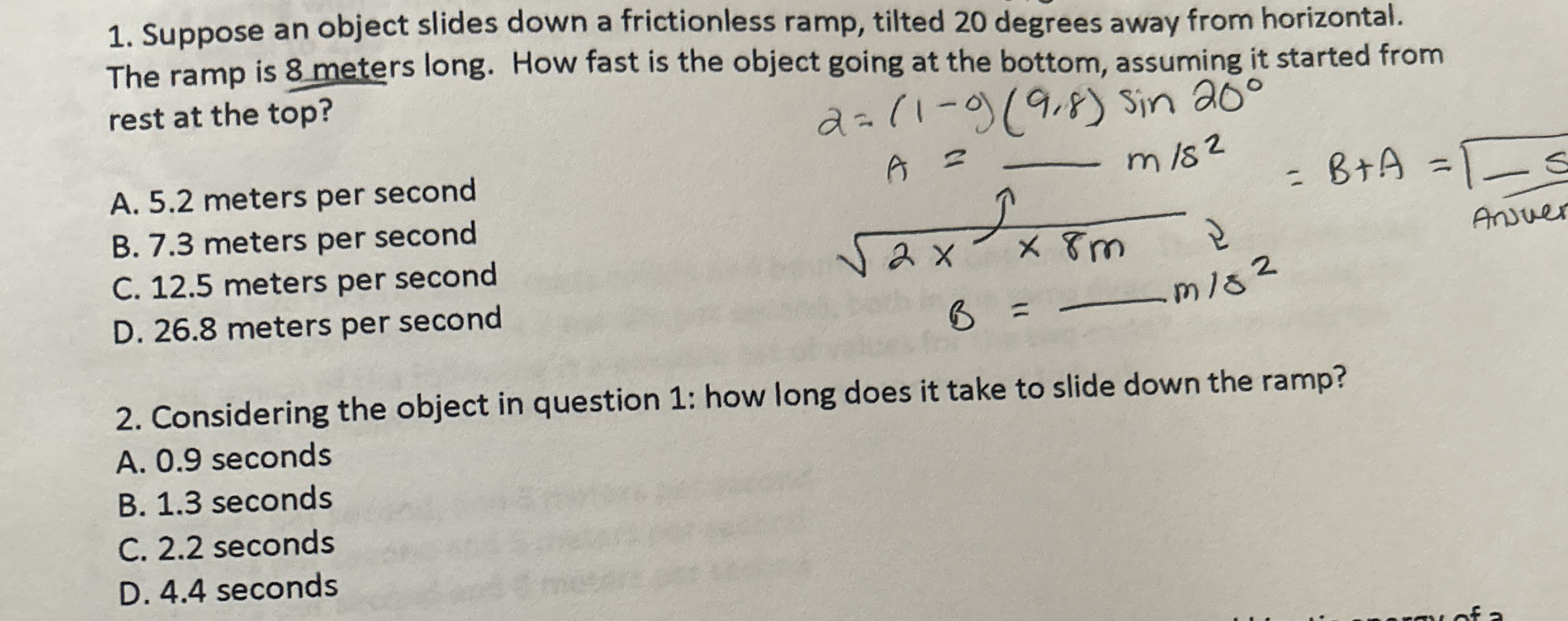 Solved Suppose an object slides down a frictionless ramp, | Chegg.com