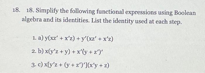 Solved 18. 18. Simplify the following functional expressions | Chegg.com