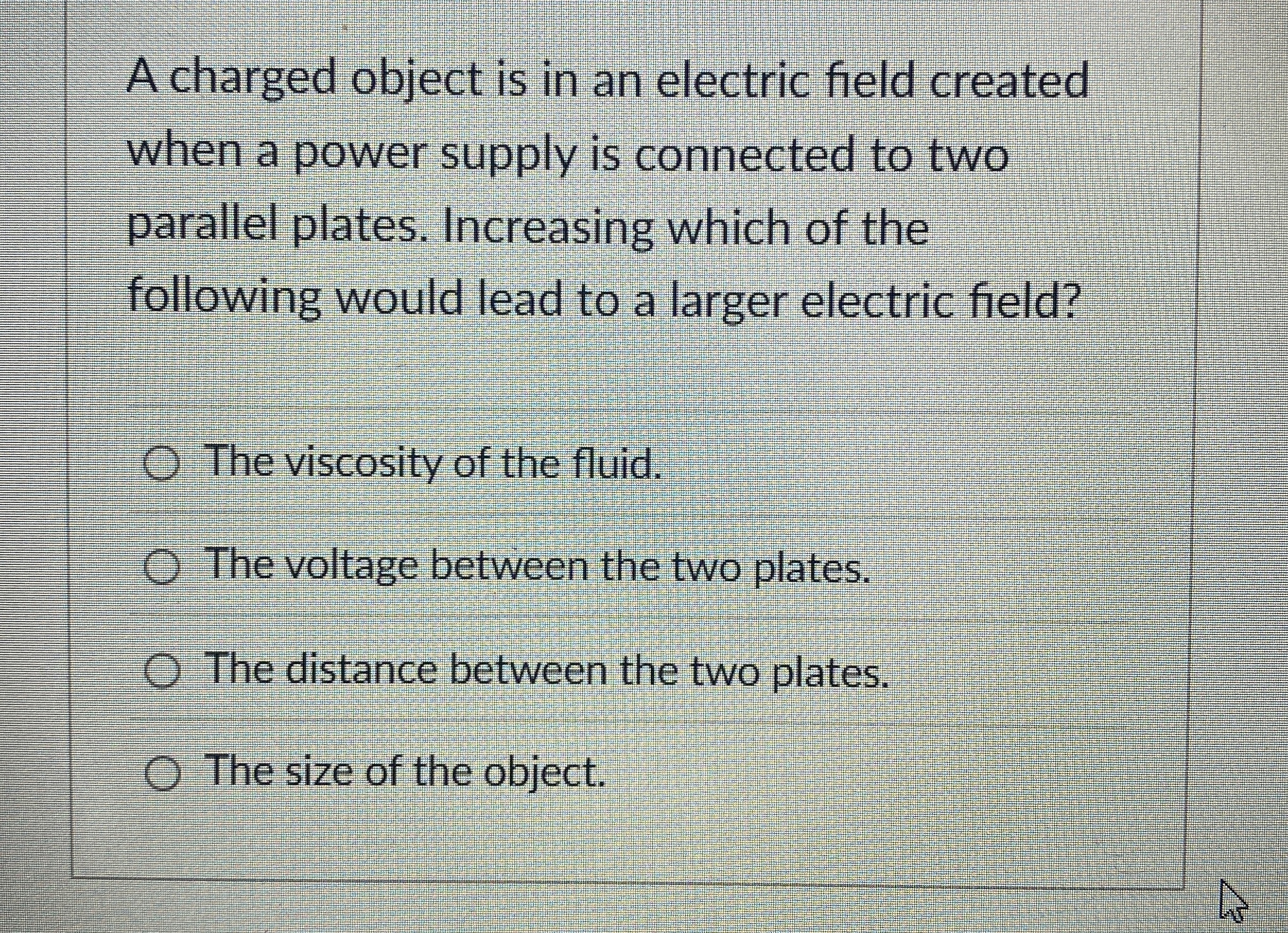 Solved A charged object is in an electric field createdwhen | Chegg.com