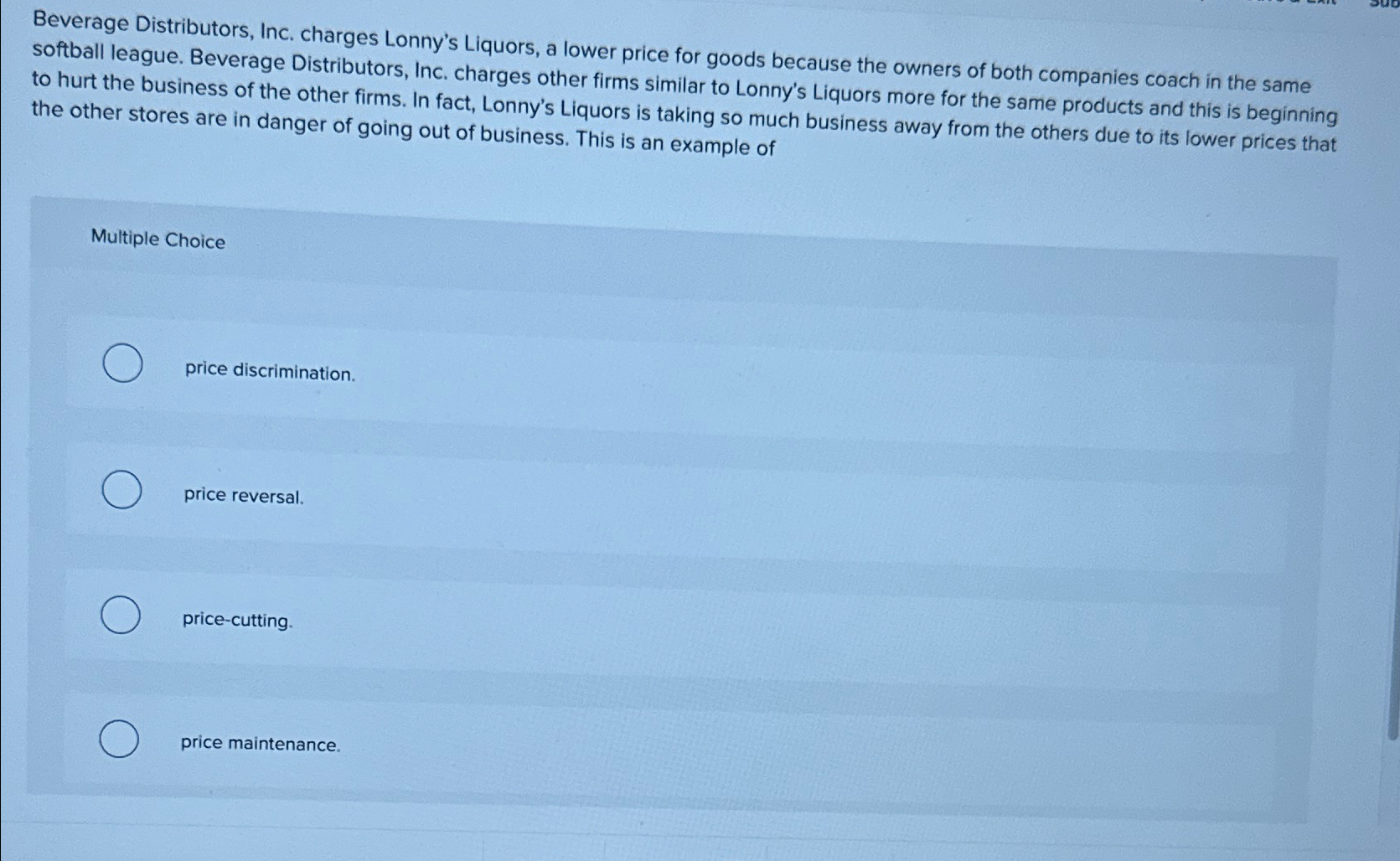 Solved Beverage Distributors, Inc. charges Lonny's Liquors, | Chegg.com