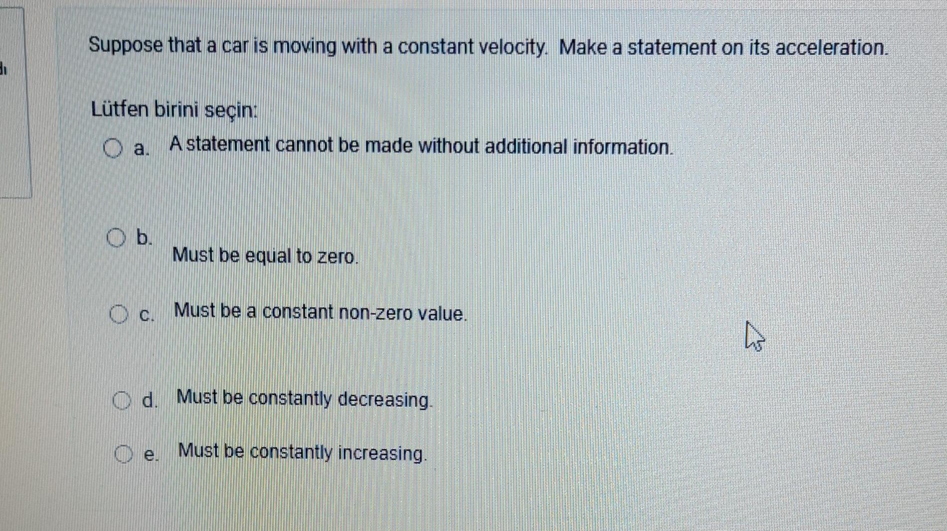 Solved Suppose that a car is moving with a constant | Chegg.com