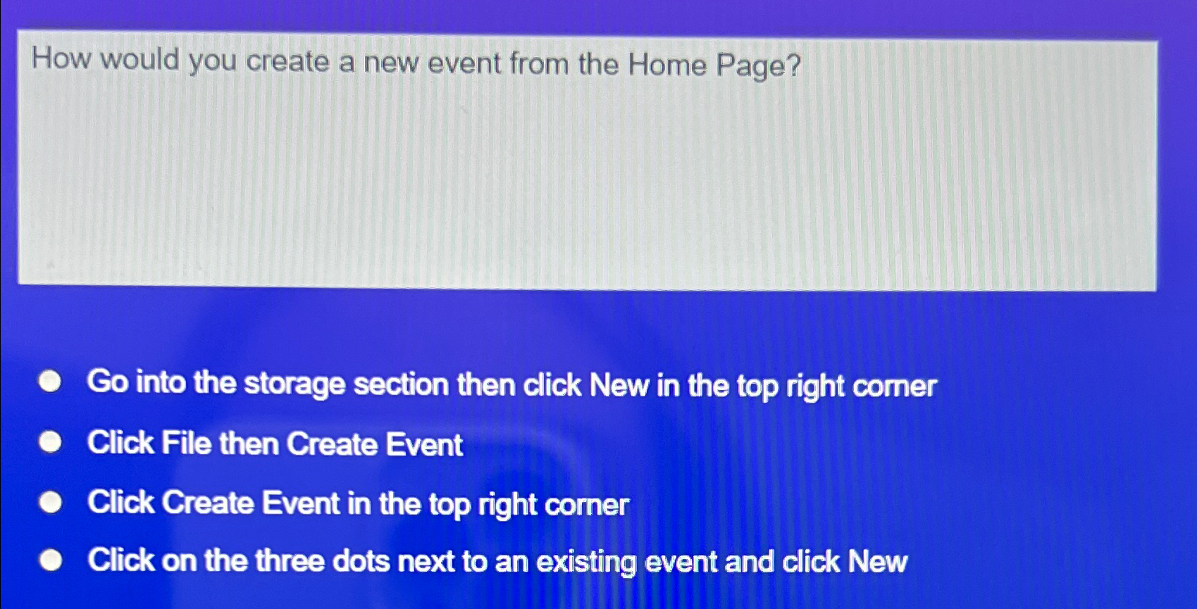 Solved How would you create a new event from the Home | Chegg.com