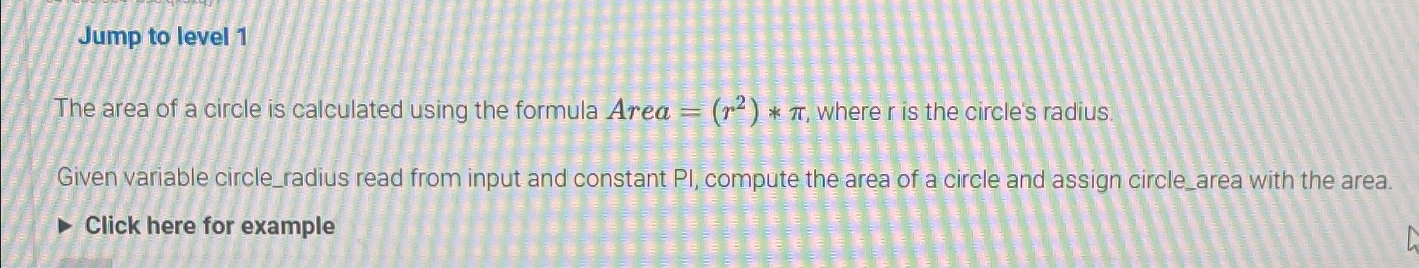 Solved Jump to level 1The area of a circle is calculated | Chegg.com