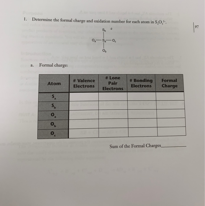 Solved 1. Determine the formal charge and oxidation number | Chegg.com