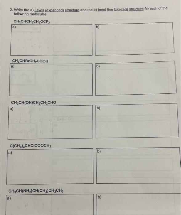 Solved 2. Write the a) Lewis (expanded) structure and the b) | Chegg.com