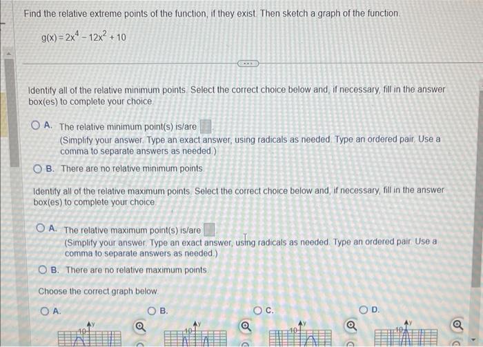 Solved Find the relative extreme points of the function, if | Chegg.com