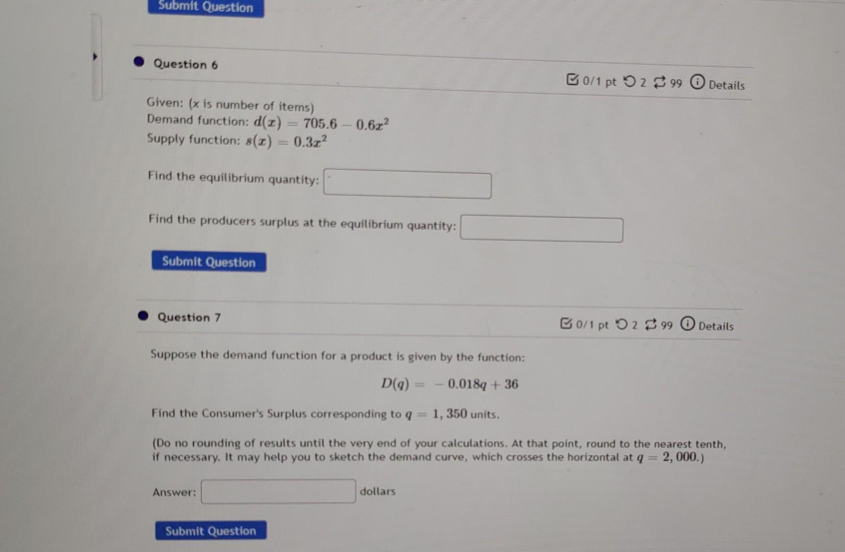 Solved Given: ( x is number of items) Demand function: | Chegg.com
