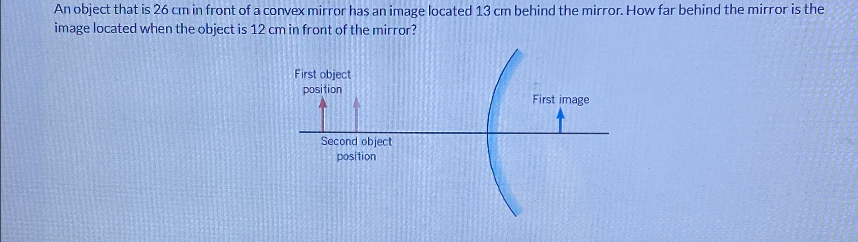 Solved An object that is 26cm ﻿in front of a convex mirror | Chegg.com