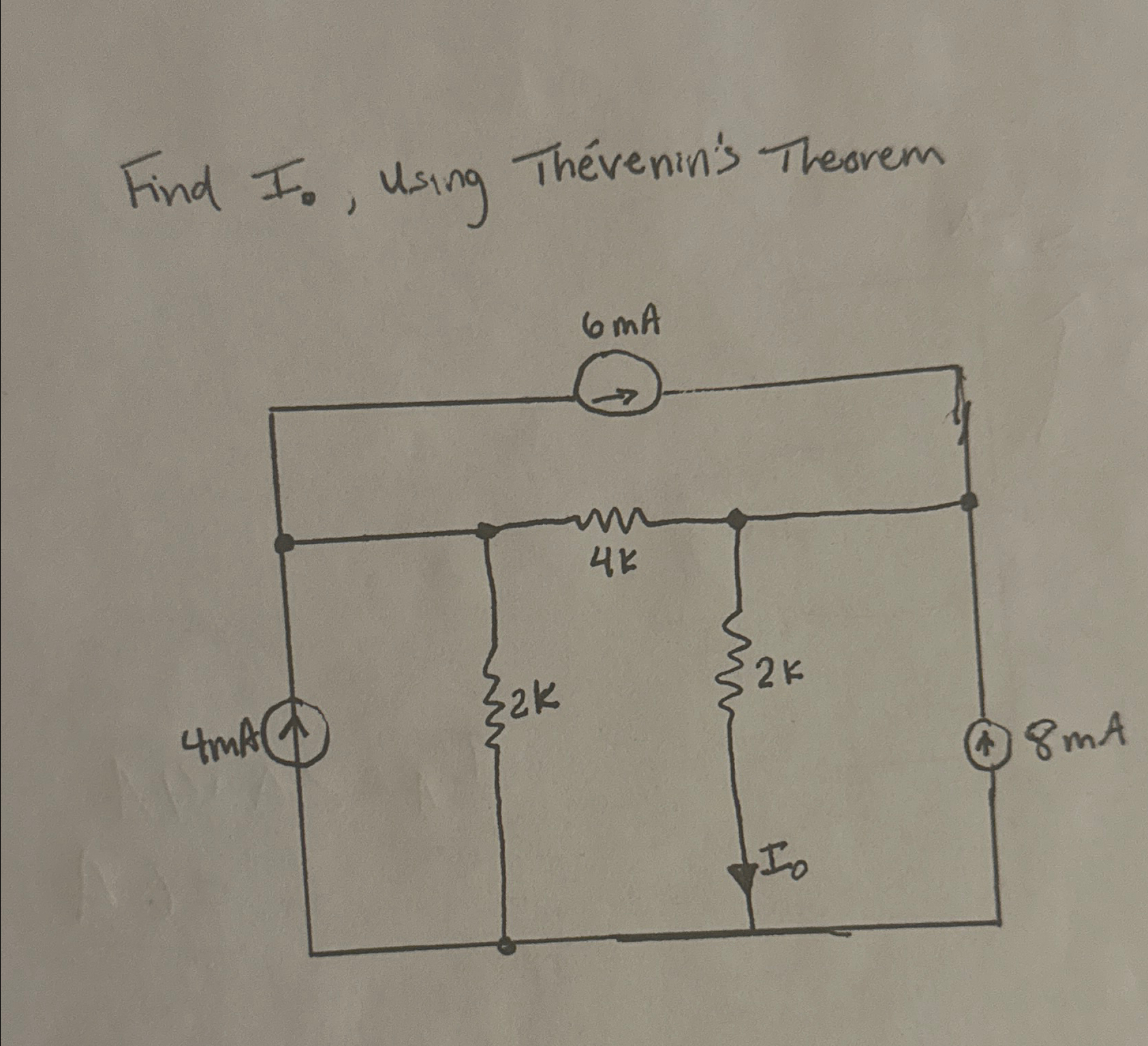 Solved Find I0, ﻿Using Thévenin's Theorem | Chegg.com
