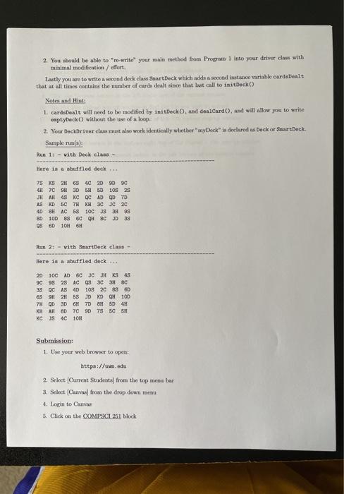 Solved CS 251 Program 02 Main topics: Multiple Classes | Chegg.com