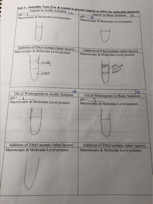 Solved Part 4-Solubility Tests (Use A symbol to present | Chegg.com