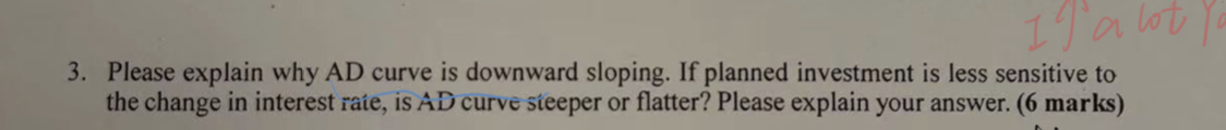 Solved Please explain why AD ﻿curve is downward sloping. If | Chegg.com